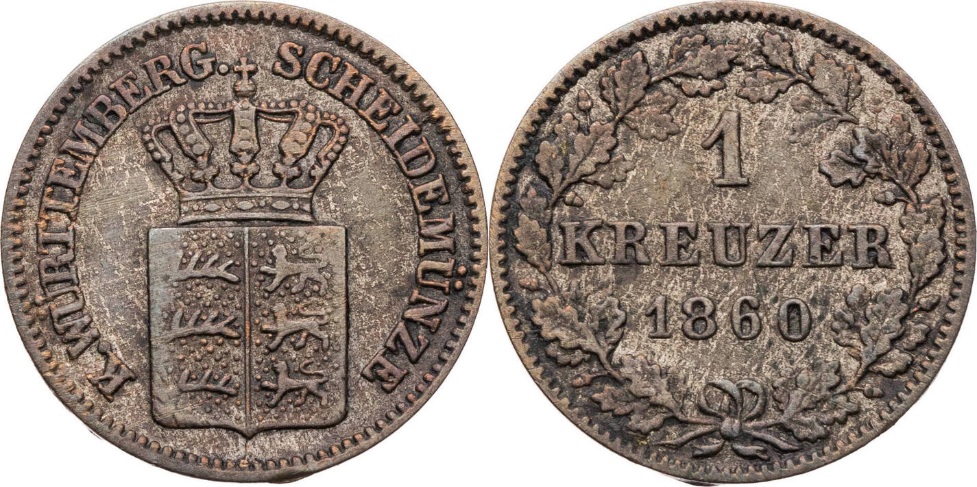 Württemberg, Königreich 1 Kreuzer 1856 Wilhelm (1816-1864) s-ss | MA-Shops