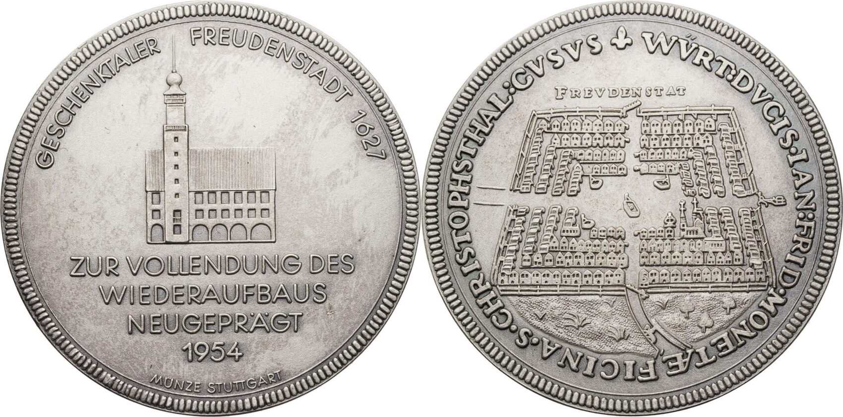 Freudenstadt Medaille 1954 Zur Vollendung des Wiederaufbaus vz | MA-Shops