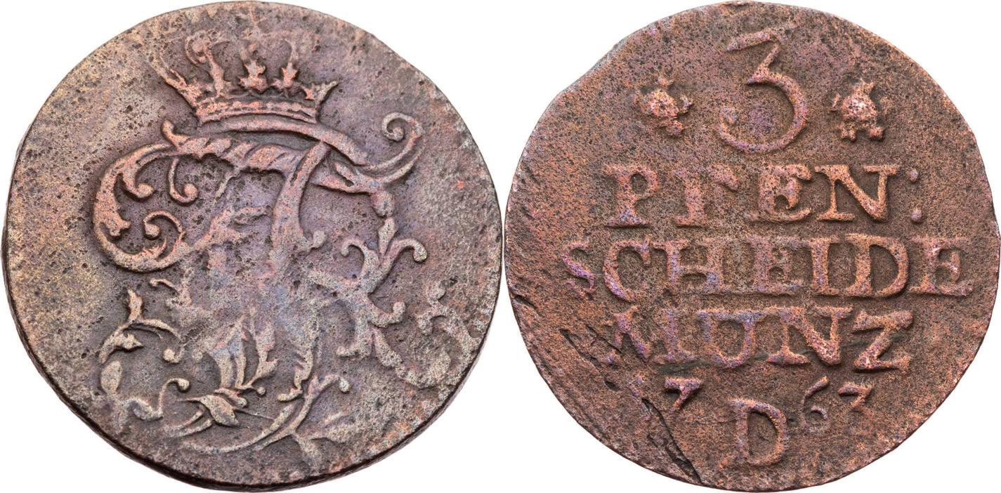 Preussen, Königreich 3 Pfennige 1763 D Friedrich II. (1740-1786) ss ...