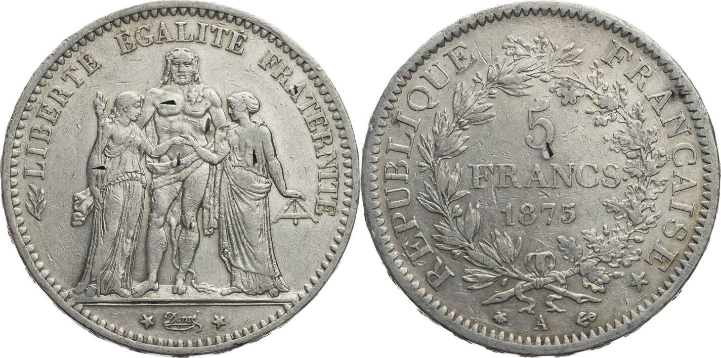 Frankreich 5 Francs 1875 A Herkulesgruppe ss | MA-Shops