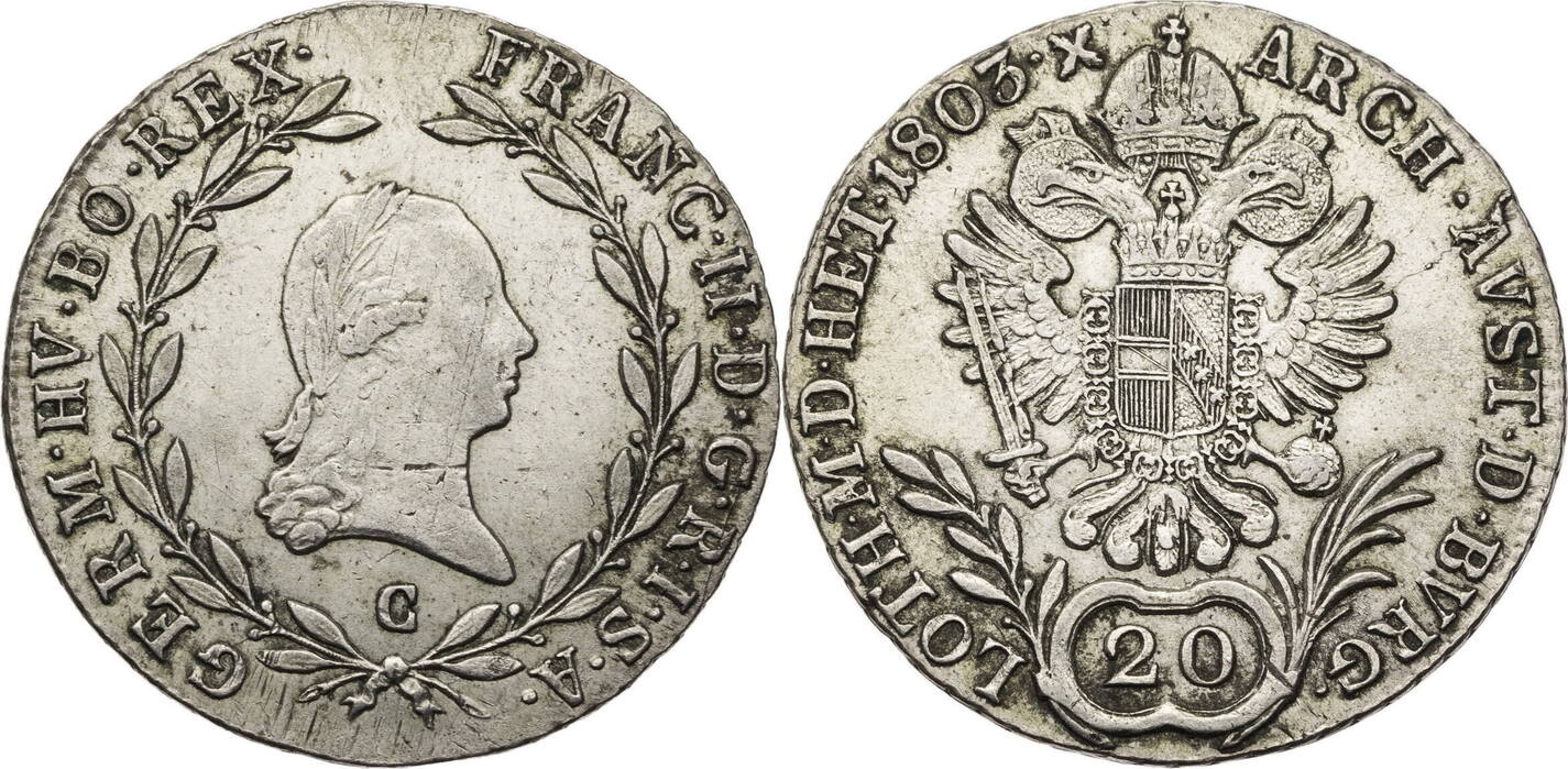 RDR, Habsburg 20 Kreuzer 1803 C Franz II./I. (1792-1835) Prag s-ss | MA-Shops