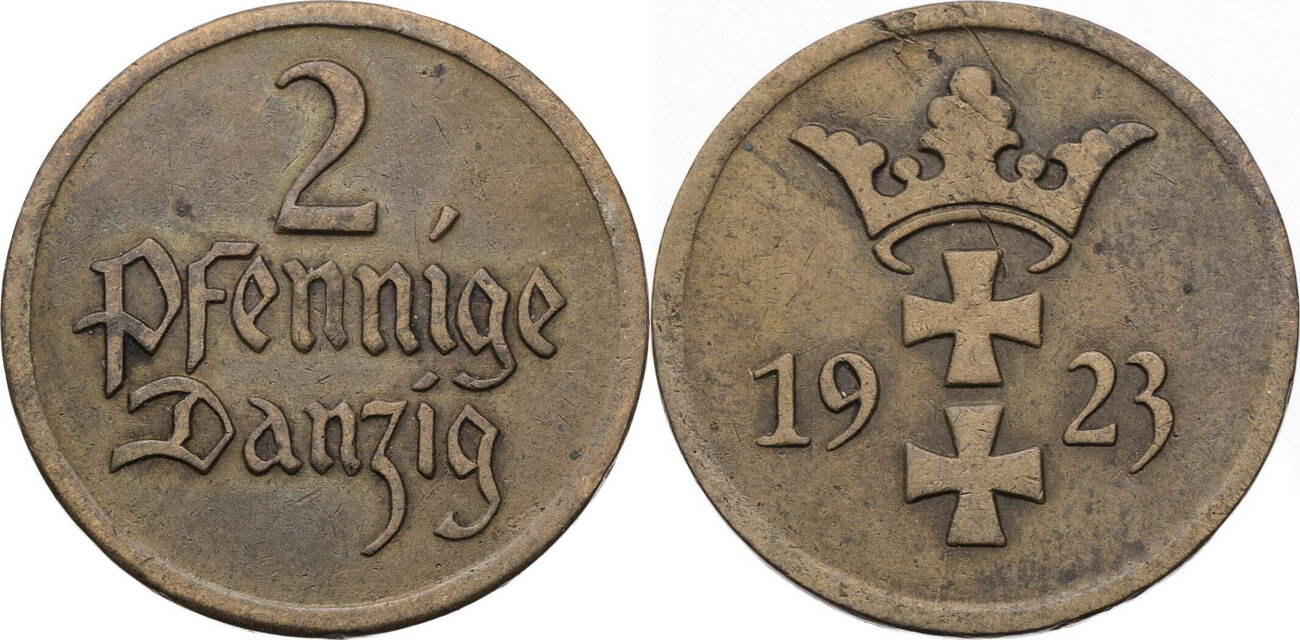 Danzig 2 Pfennige 1923 (A) Kursmünze (1923-1937) ss | MA-Shops
