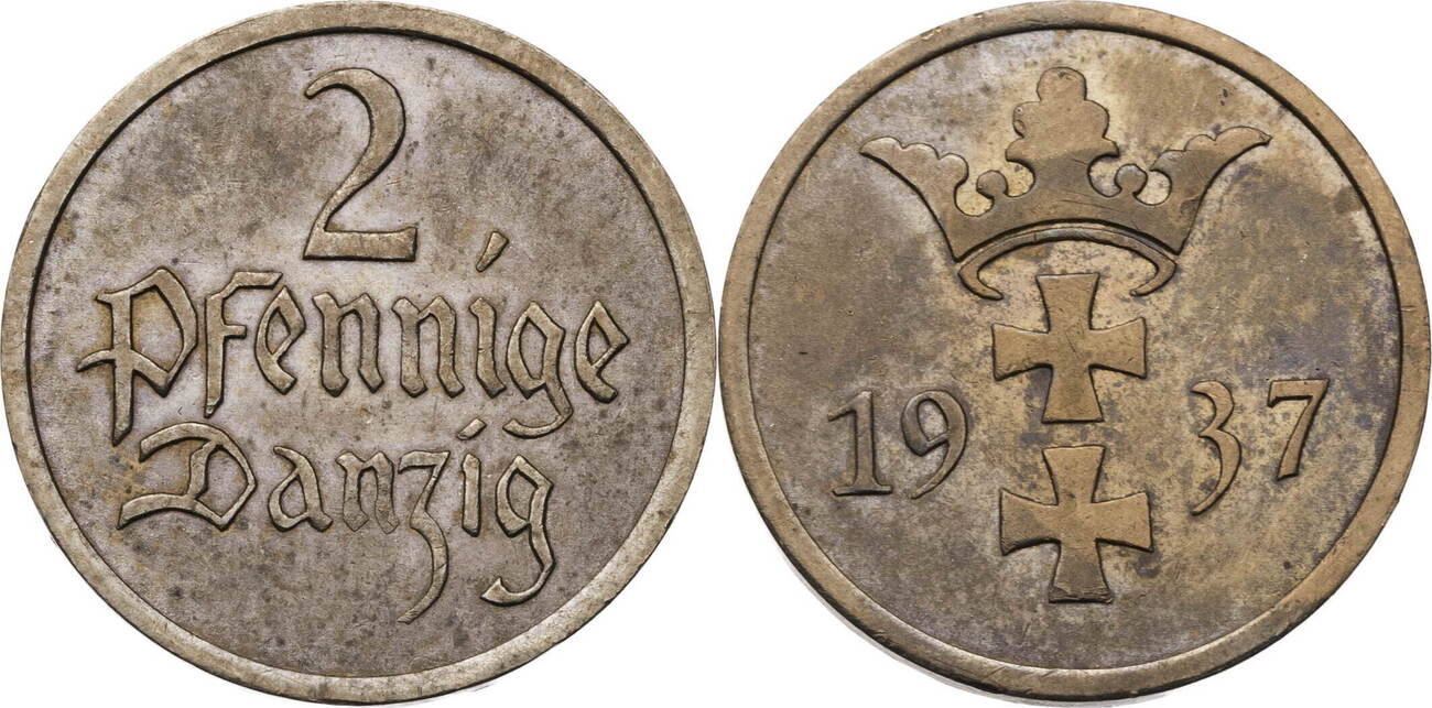 Danzig 2 Pfennige 1937 (A) Kursmünze (1923-1937) ss | MA-Shops