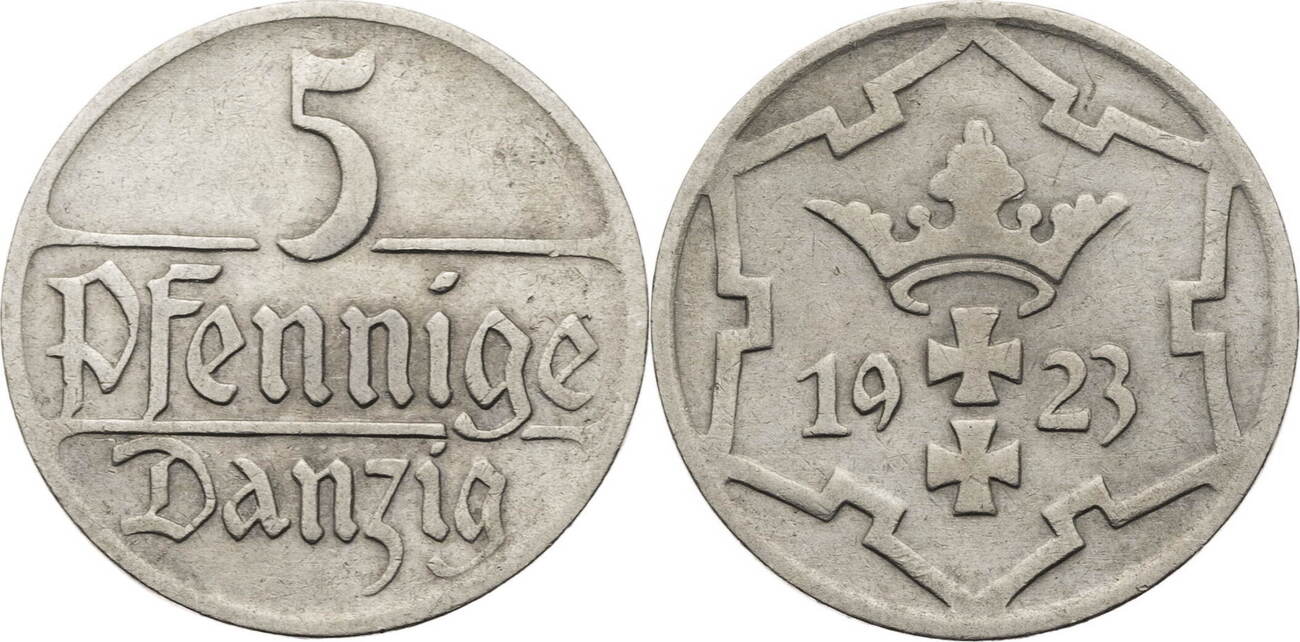 Danzig 5 Pfennige 1923 (A) Kursmünze (1923-1928) ss | MA-Shops