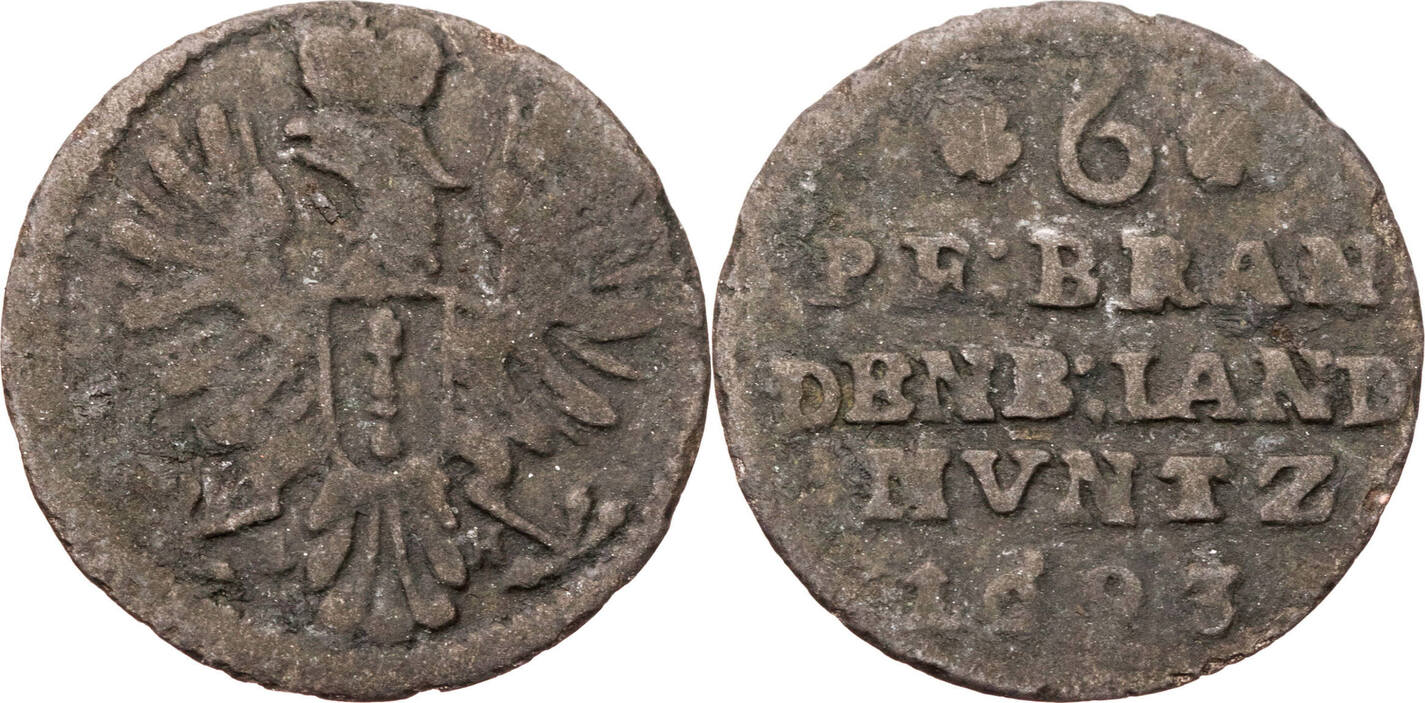 Brandenburg-Preußen 6 Pfennige 1693 BH Friedrich III. (1688-1713 ...
