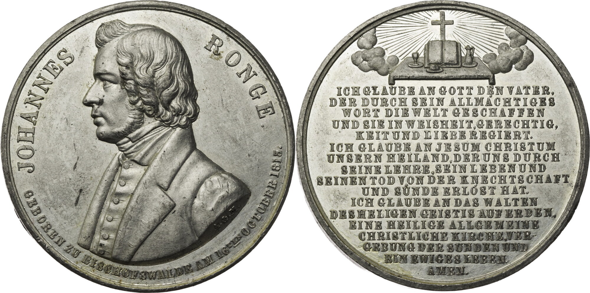 Bischofswalde Medaille o.J. (1887) Auf den Tod von Johannes Ronge ss-vz ...