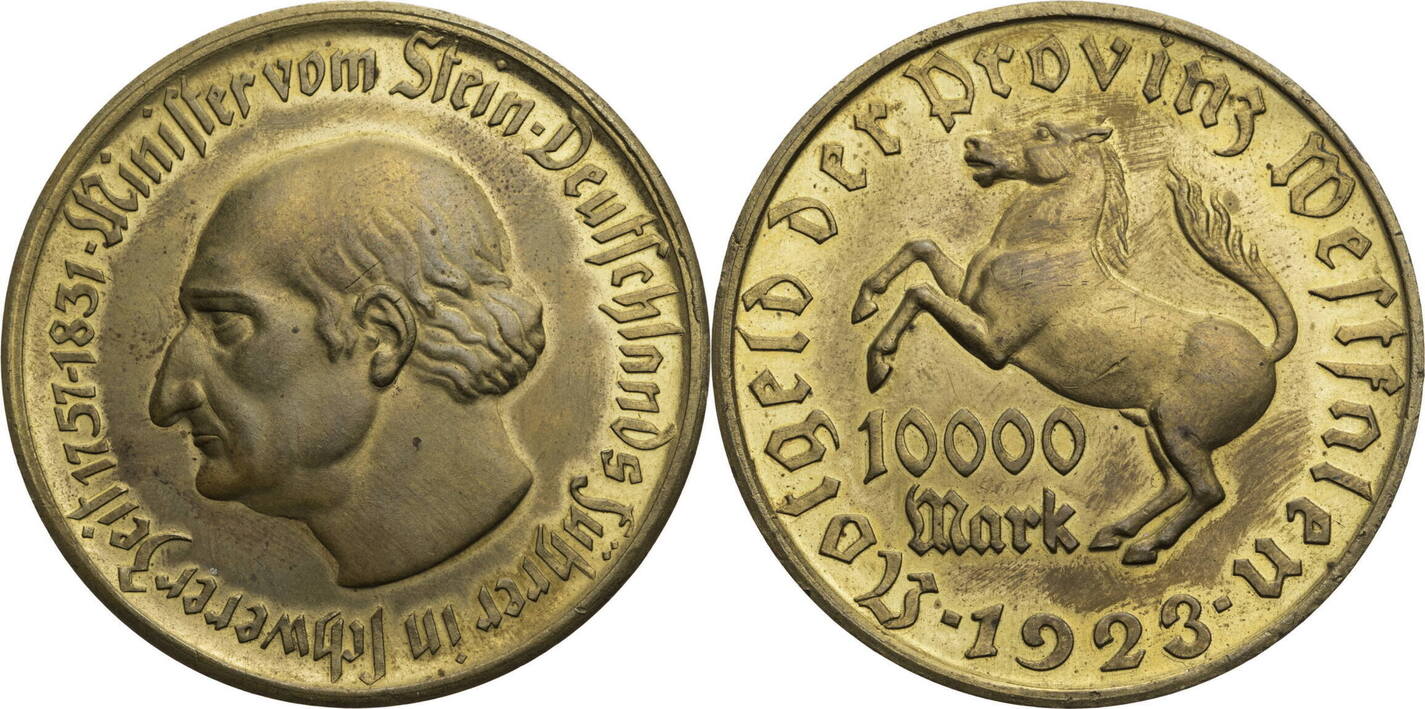 Provinz Westfalen 10000 Mark 1923 Staatliches Notgeld vz | MA-Shops