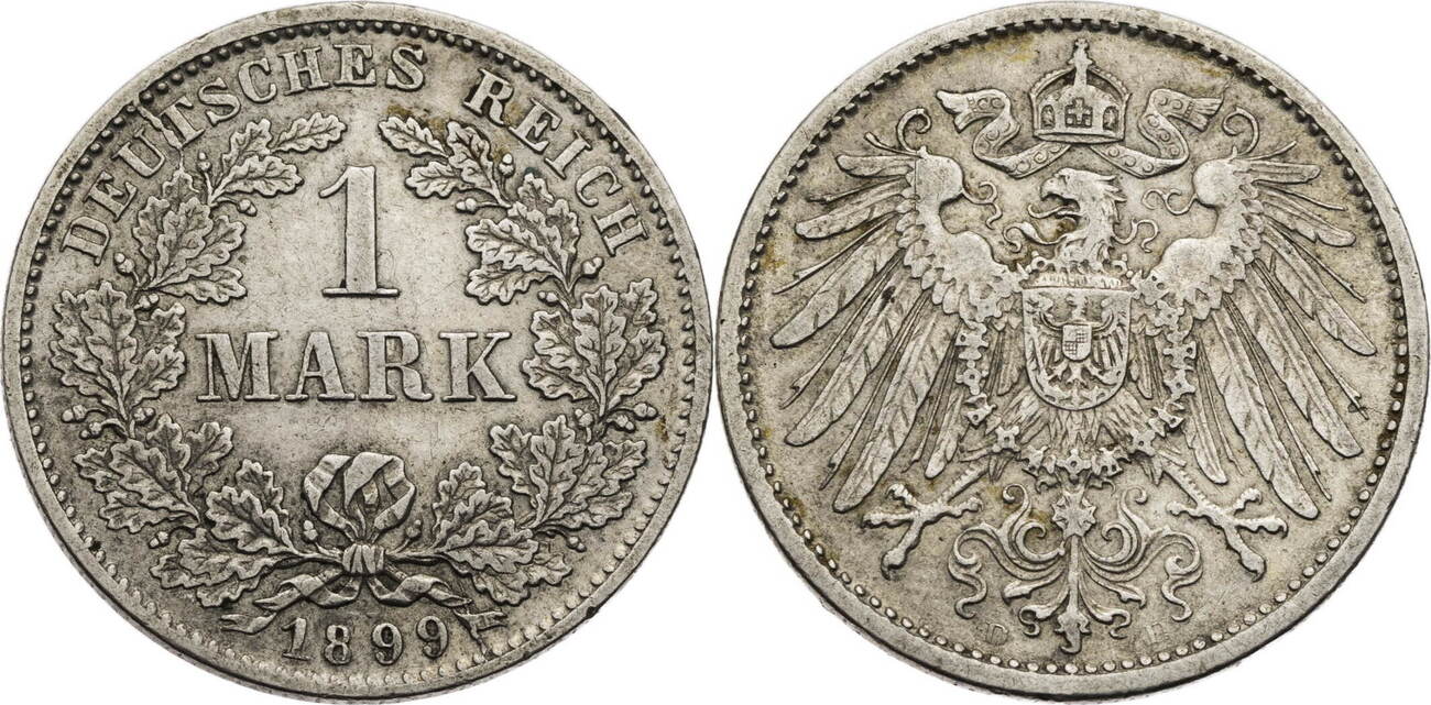 Kaiserreich 1 Mark 1899 D Kursmünze (1891-1916) ss | MA-Shops