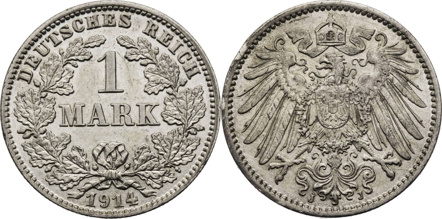 Kaiserreich 1 Mark 1914 J Kursmünze (1891-1916) ss-vz | MA-Shops