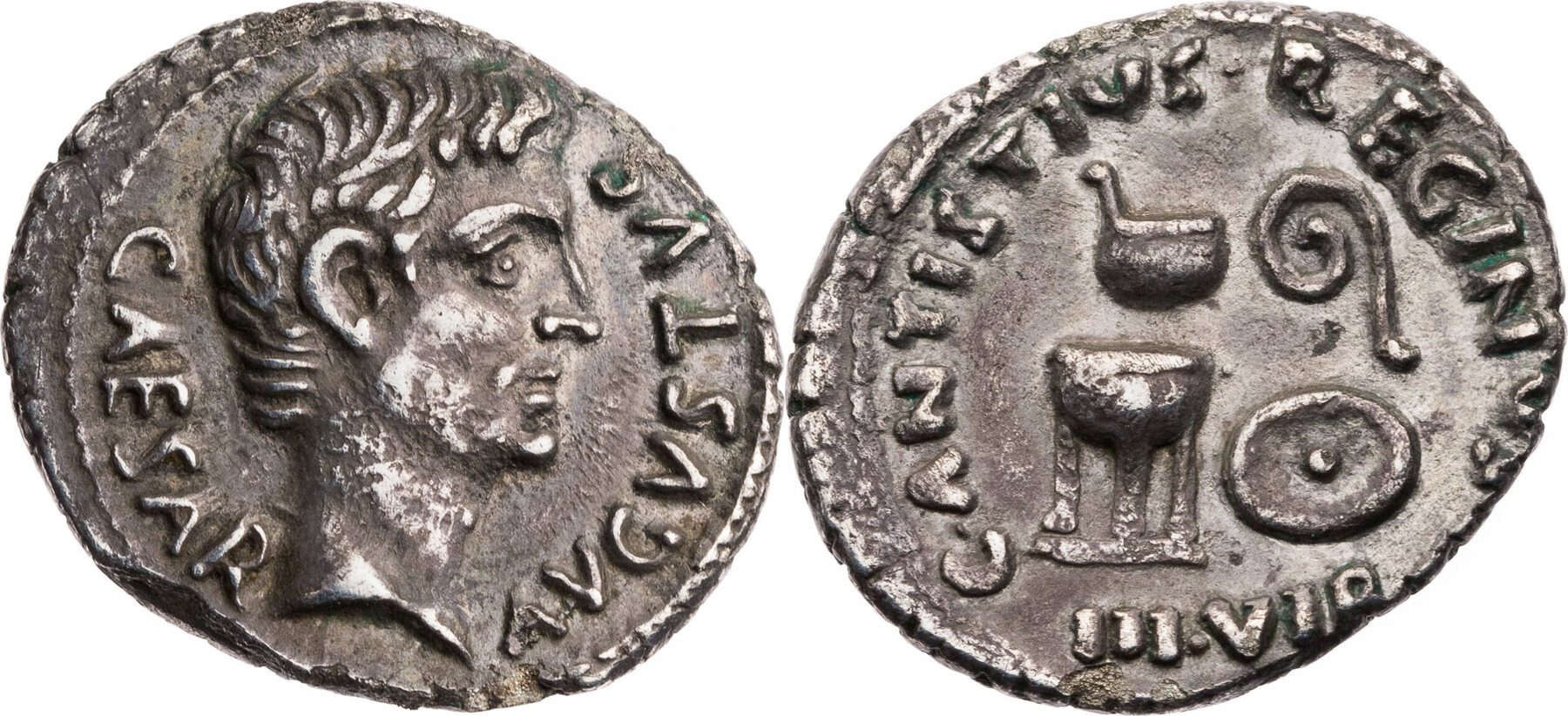 Römische Kaiserzeit Denar 13 v. Chr. Augustus, Mzm. C. Antistius ...