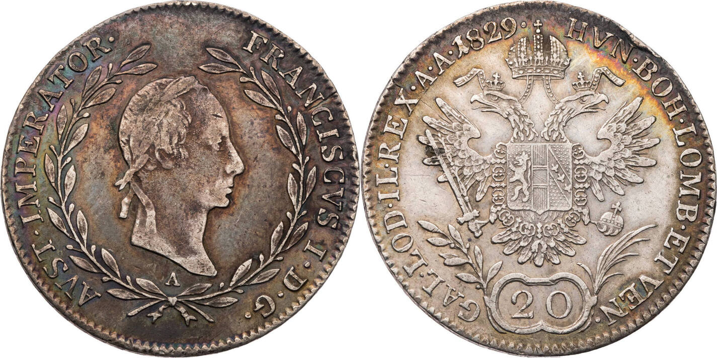 Österreich, Kaiserreich 20 Kreuzer 1829 A Franz II. (I.) (1792-1835) s-ss, Rf. | MA-Shops