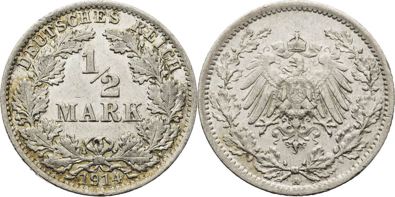 Kaiserreich ½ Mark 1914 A Kursmünze (1905-1919) vz | MA-Shops