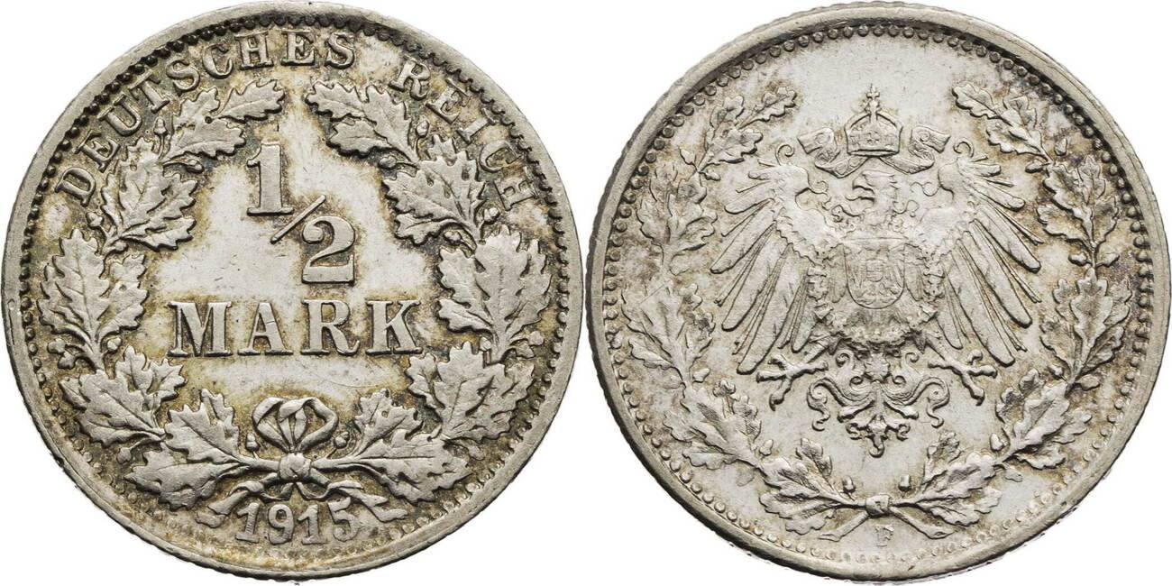 Kaiserreich ½ Mark 1915 F Kursmünze (1905-1919) vz | MA-Shops