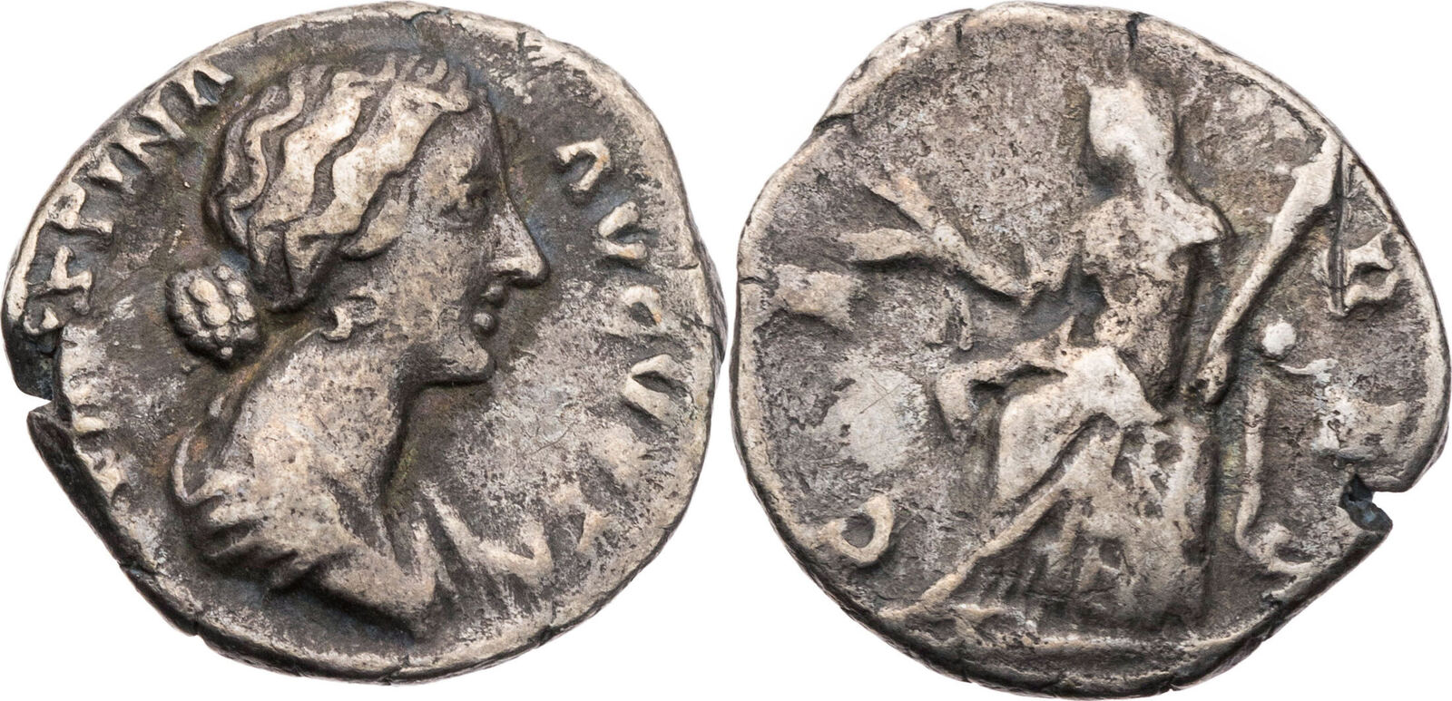 Römische Kaiserzeit Denar 161-176 n. Chr. Faustina minor, Büste / CERES, Ceres mit Ähren und ...