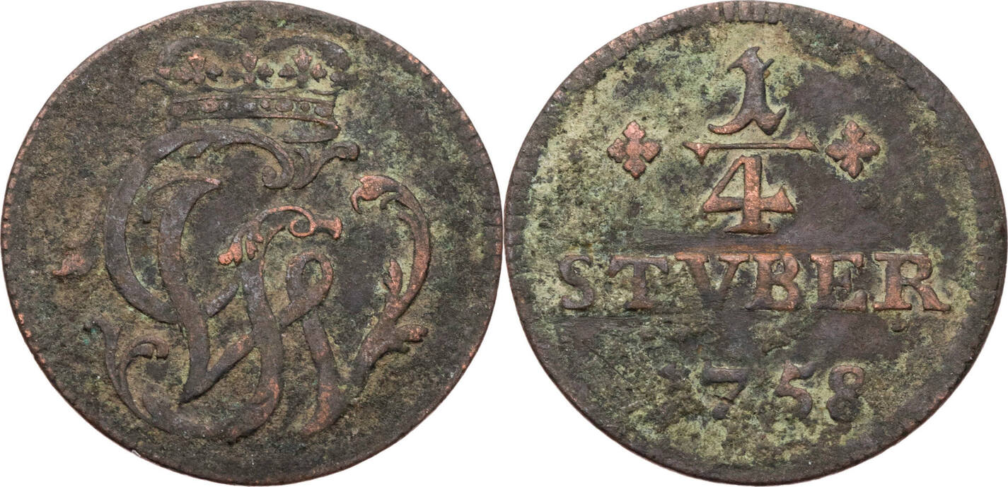 Wied-Runkel 1/4 Stüber 1758 Johann Ludwig Adolf (1706-1762) ss | MA-Shops