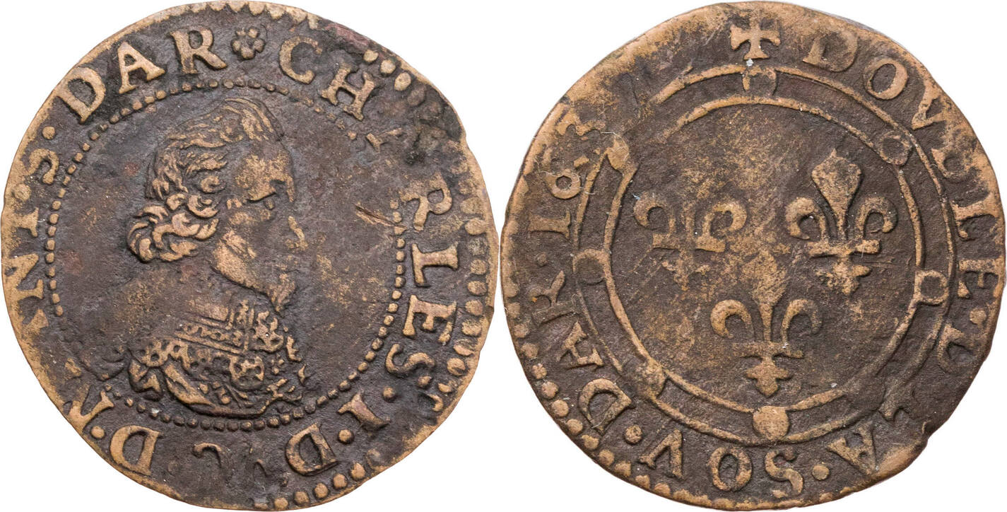 Arches-Charleville Double Tournois 1636 Charles I Gonzaga-Nevers (1606 ...