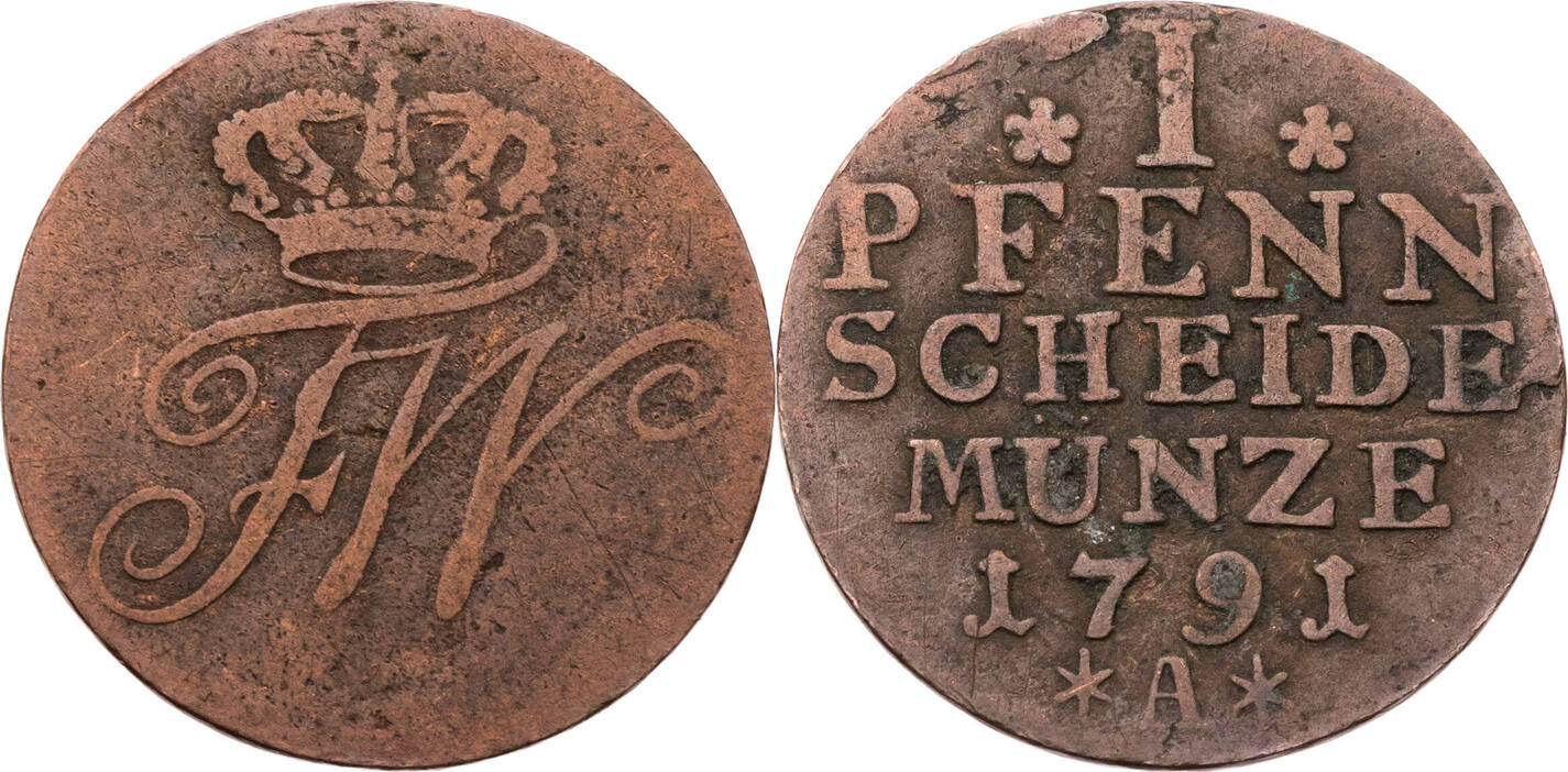 Preussen, Königreich Pfennig 1791 A Friedrich Wilhelm II. (1786-1797 ...