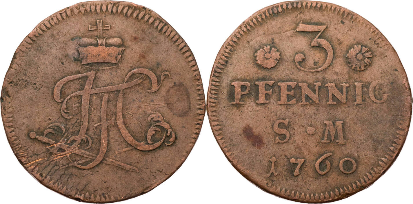 Mainz, Bistum 3 Pfennige 1760 Johann Friedrich Karl Graf von Ostein ...