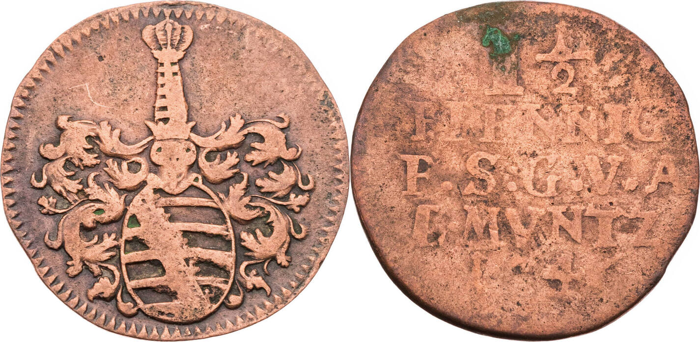 Sachsen-Gotha-Altenburg 1 1/2 Pfennig 1746 Friedrich III. (1732-1772 ...