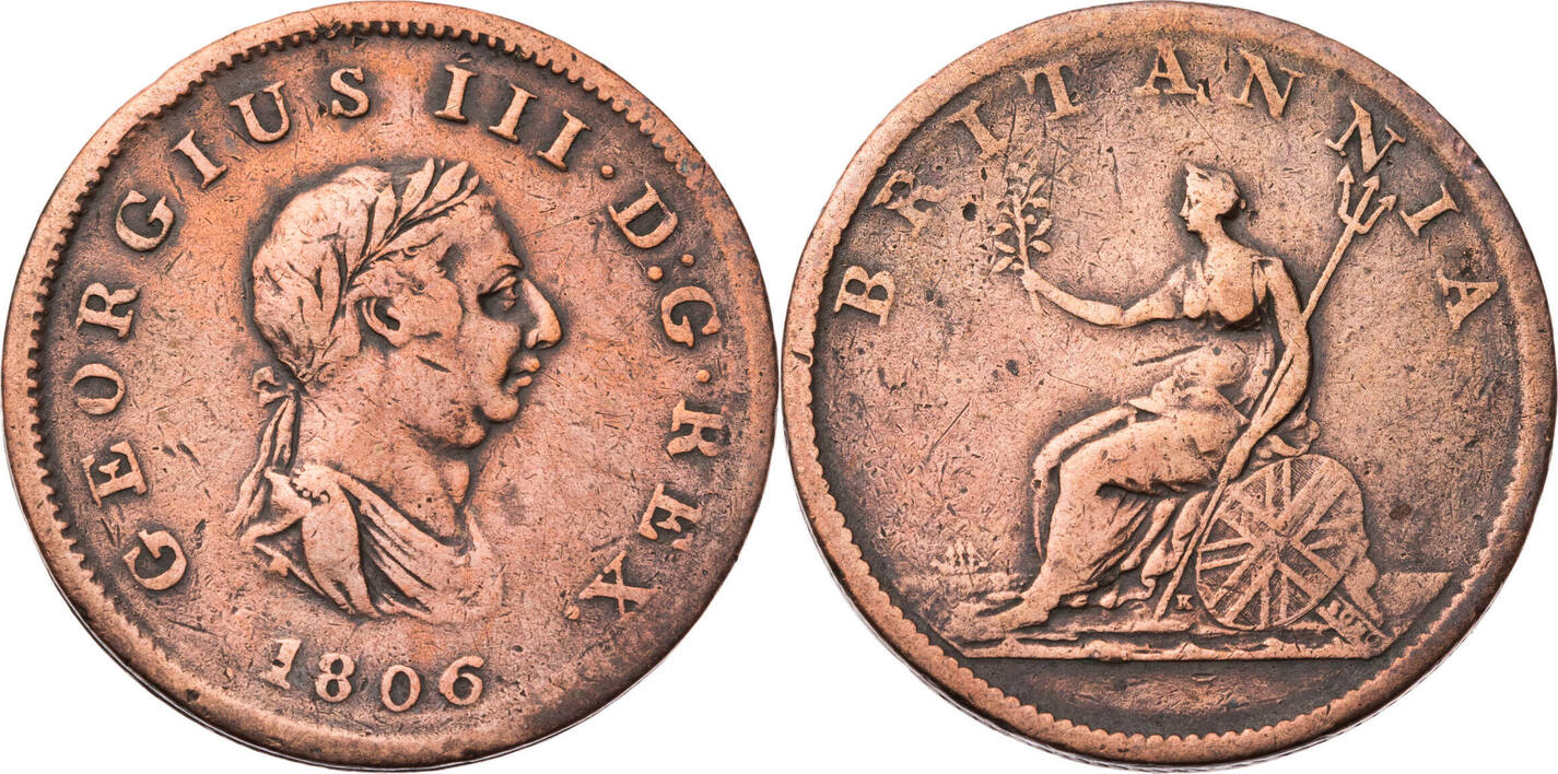 Großbritannien 1/2 Penny 1806 Georg III. (1760-1820) - Kursmünze (1806 ...