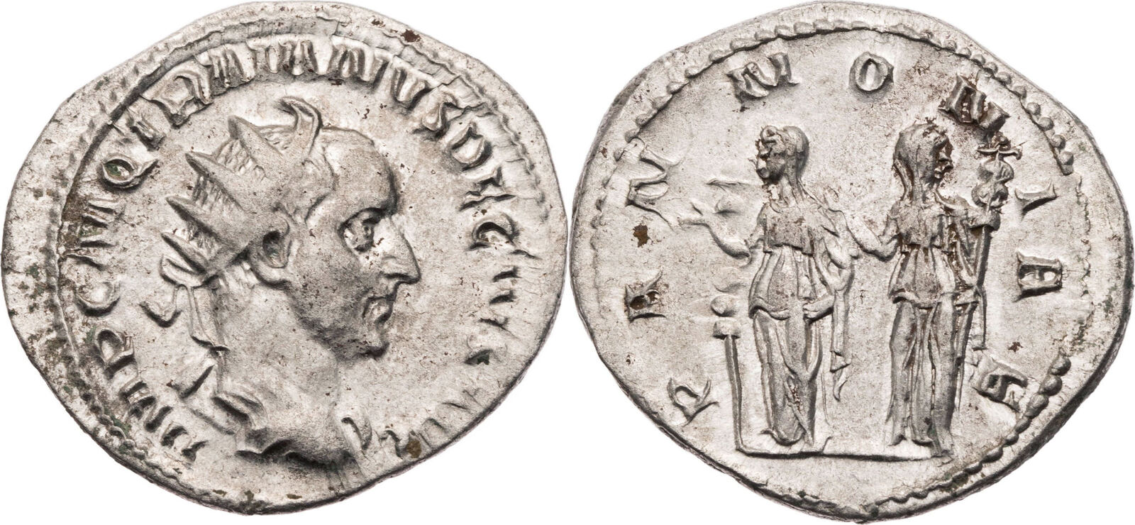 Römische Kaiserzeit Antoninian 249-251 n. Chr. Traianus Decius, Büste ...