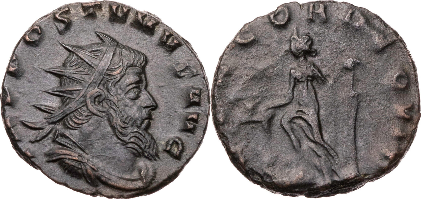 Gallisches Sonderreich Antoninian 268 n. Chr. Postumus, Büste / CONCORD ...