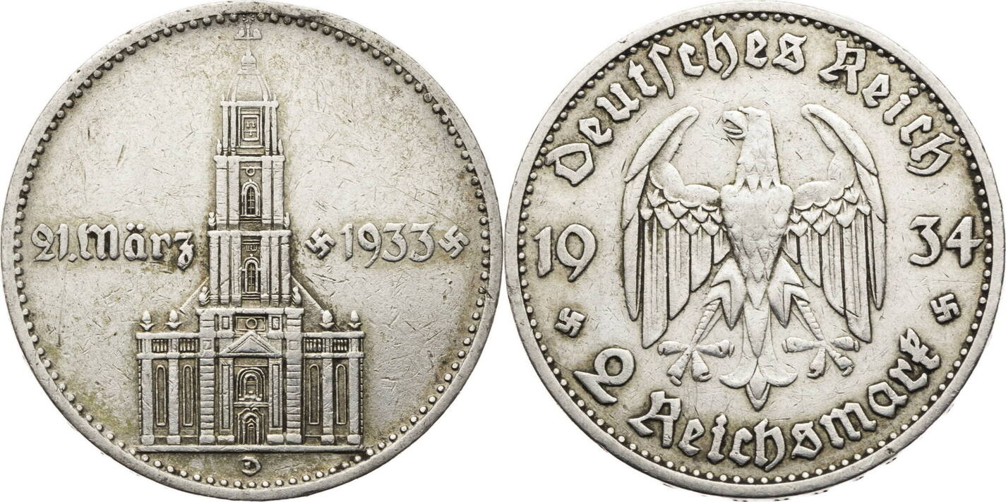 Drittes Reich 2 Reichsmark 1934 D Zum Jahrestag der Eröffnung des ...