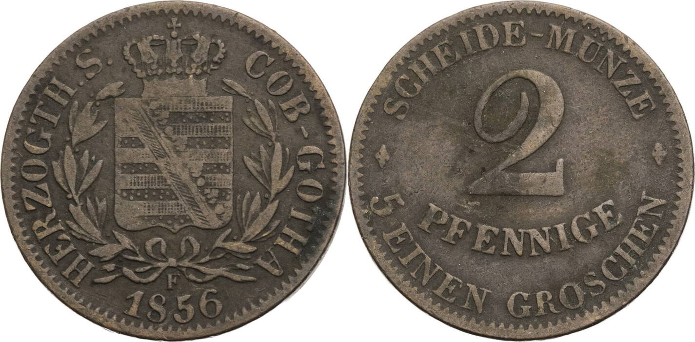Sachsen-Coburg-Gotha 2 Pfennige 1856 F Ernst II. (1844-1893 ...