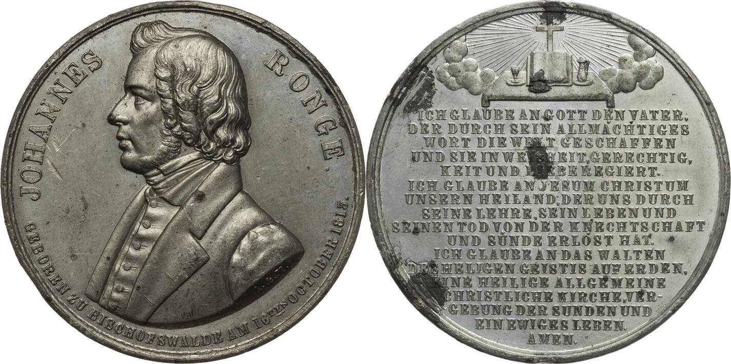 Bischofswalde Medaille o.J. (1887) Auf den Tod von Johannes Ronge ss ...