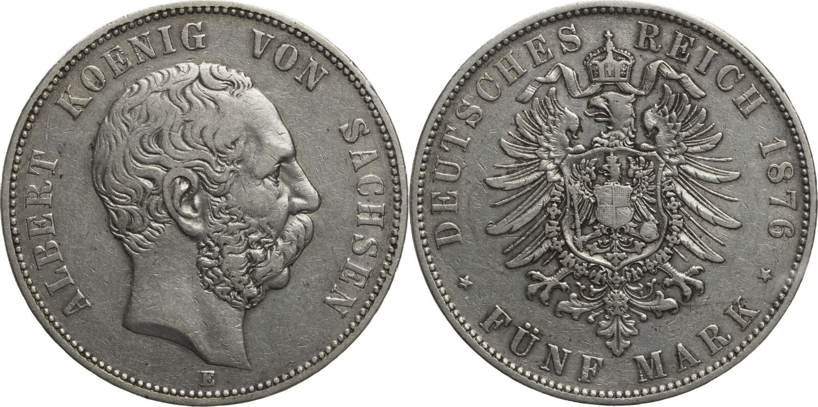 Kaiserreich, Sachsen 5 Mark 1876 E Albert (1873-1902) - Kursmünze (1875 ...