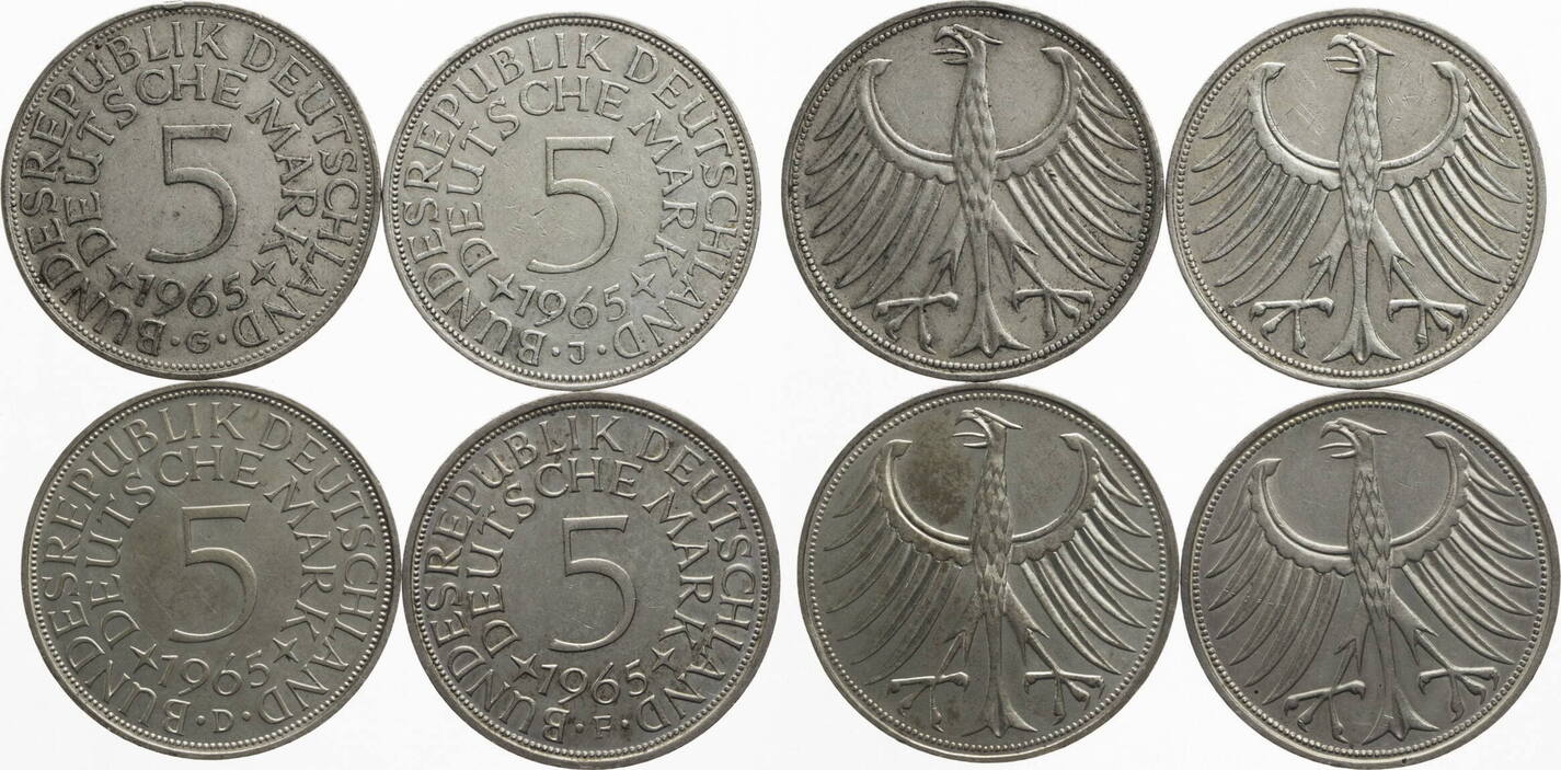 Bundesrepublik Deutschland 4 x 5 DM 1965 DFGJ kompletter Jahrgang! ss ...