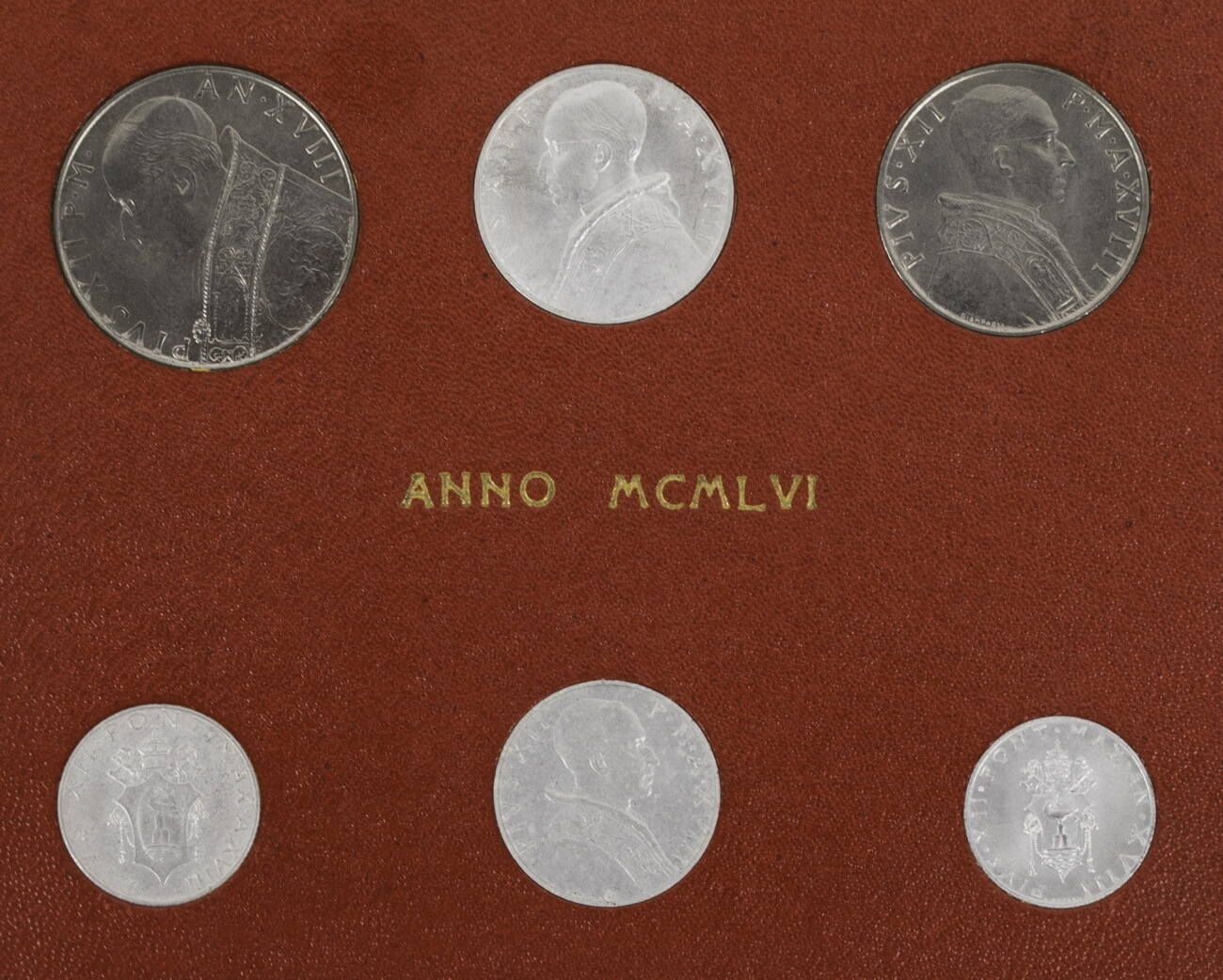 Vatikan 168 Lire 1956 Pius XII (1939-1958) - Kursmünzensatz (KMS) AN XVIII vz-st | MA-Shops