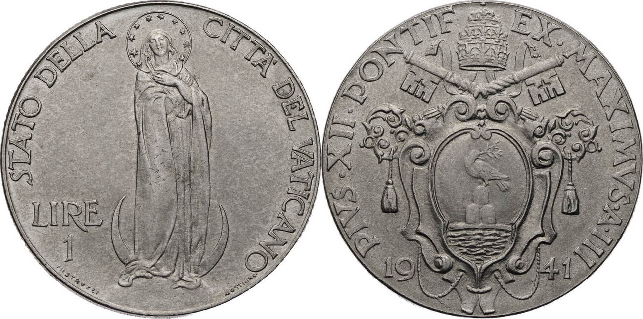 Vatikan 1 Lira 1941 Pius XII. (1939-1958) - Kursmünze (1940-1941) ss-vz | MA-Shops