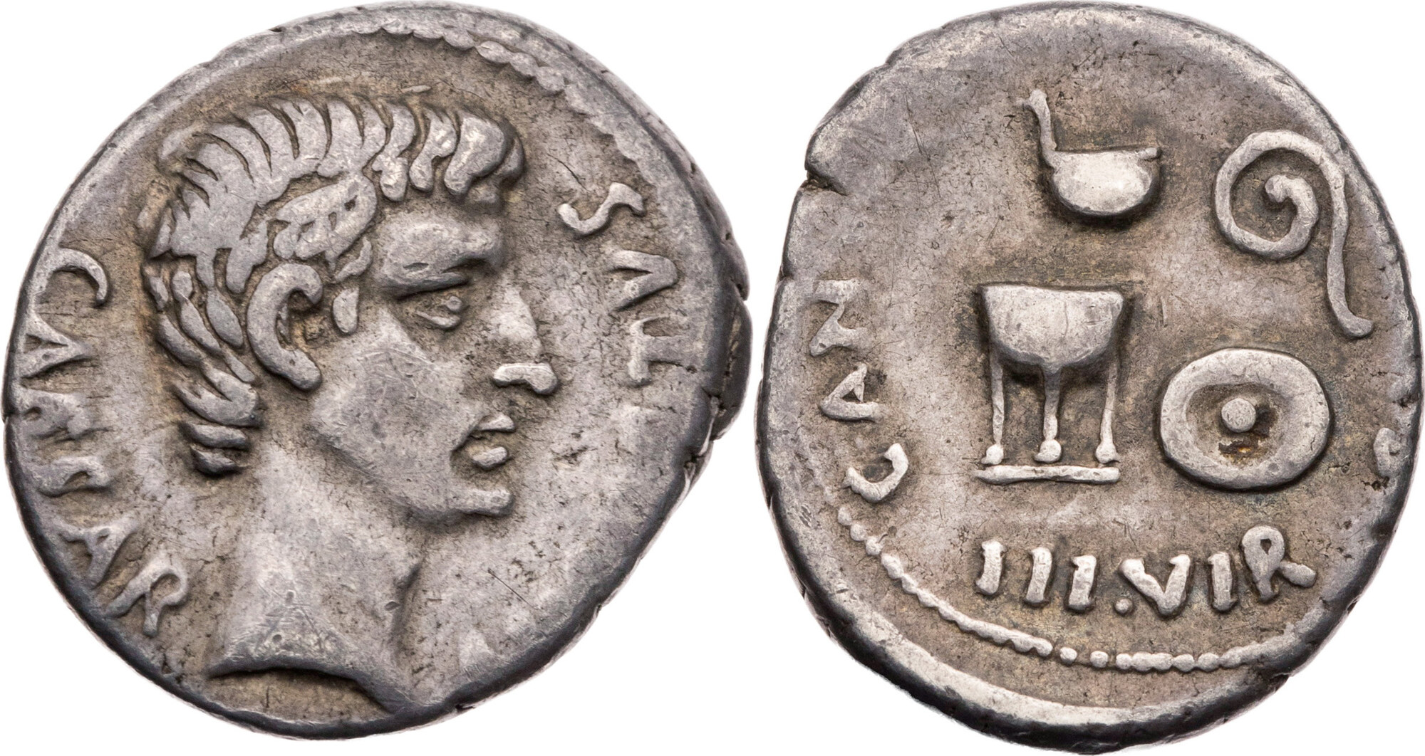 Römische Kaiserzeit Denar 13 v. Chr. Augustus, Mzm. C. Antistius ...