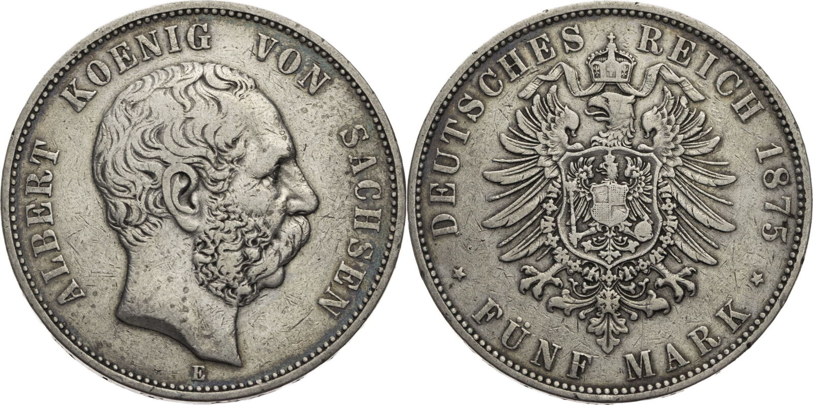 Kaiserreich, Sachsen 5 Mark 1875 E Albert (1873-1902) - Kursmünze (1875 ...