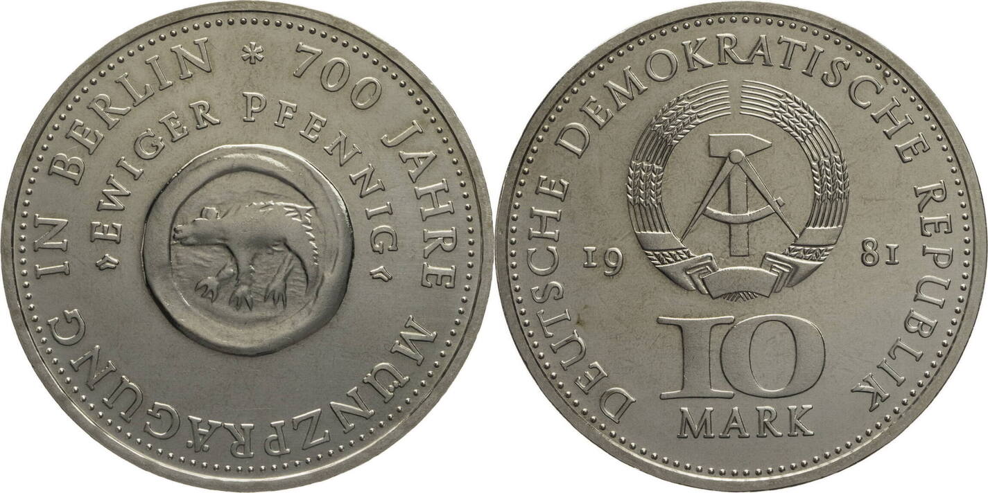 DDR 10 Mark 1981 (A) 700 Jahre Münzprägung in Berlin vz | MA-Shops