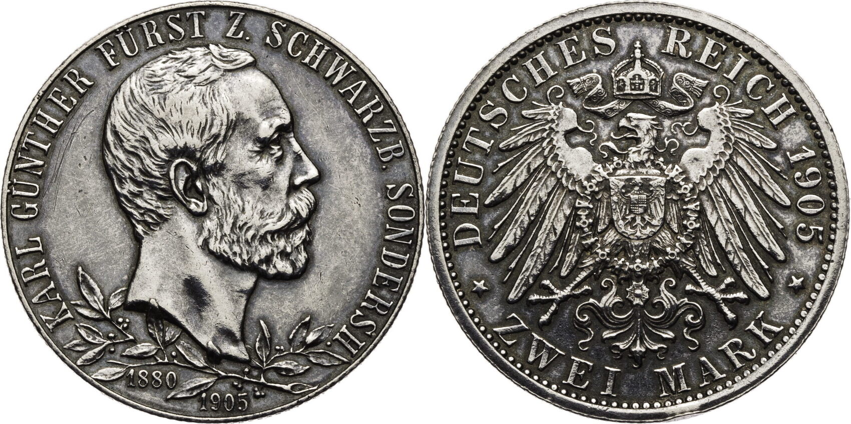 Schwarzburg-Sondershausen 2 Mark 1905 Karl Günther (1880-1909) - Zum 25-jährigen ...