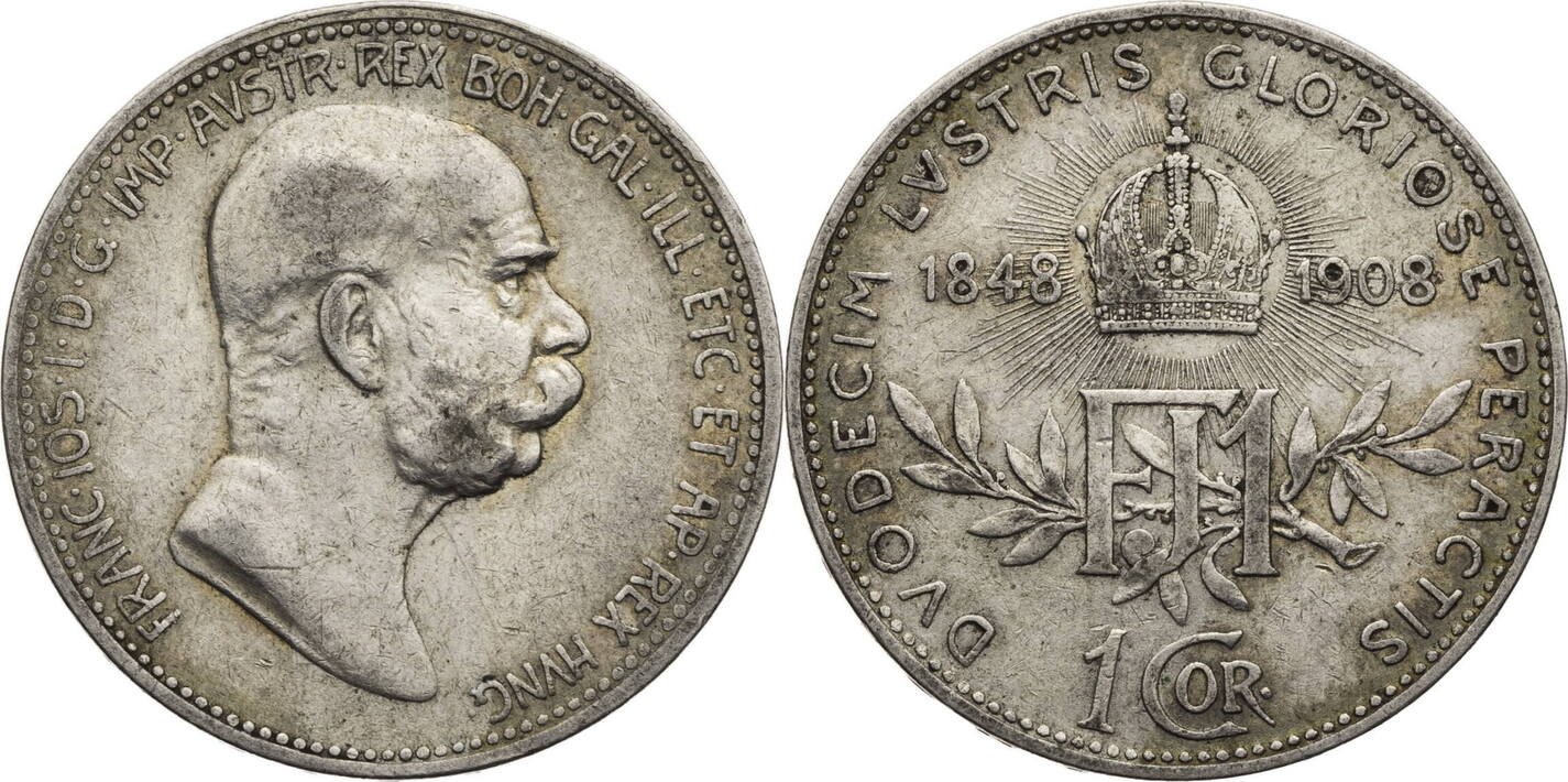 Österreich-Ungarn 1 Corona 1908 Franz Josef I. (1848-1916) - Anlässlich des 60 ...