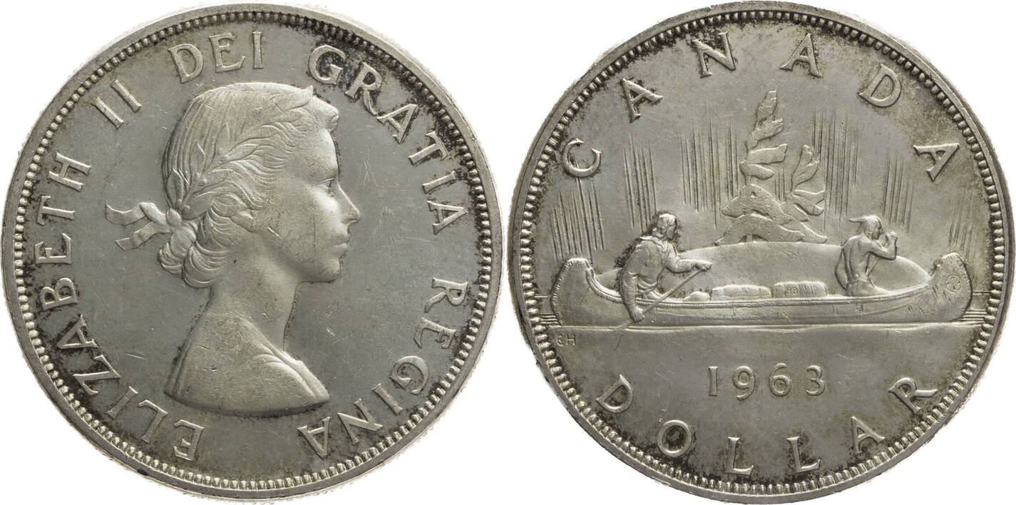 Kanada 1 Dollar 1963 Elizabeth II. - Voyageur, Pelzhändler und Indianer ...