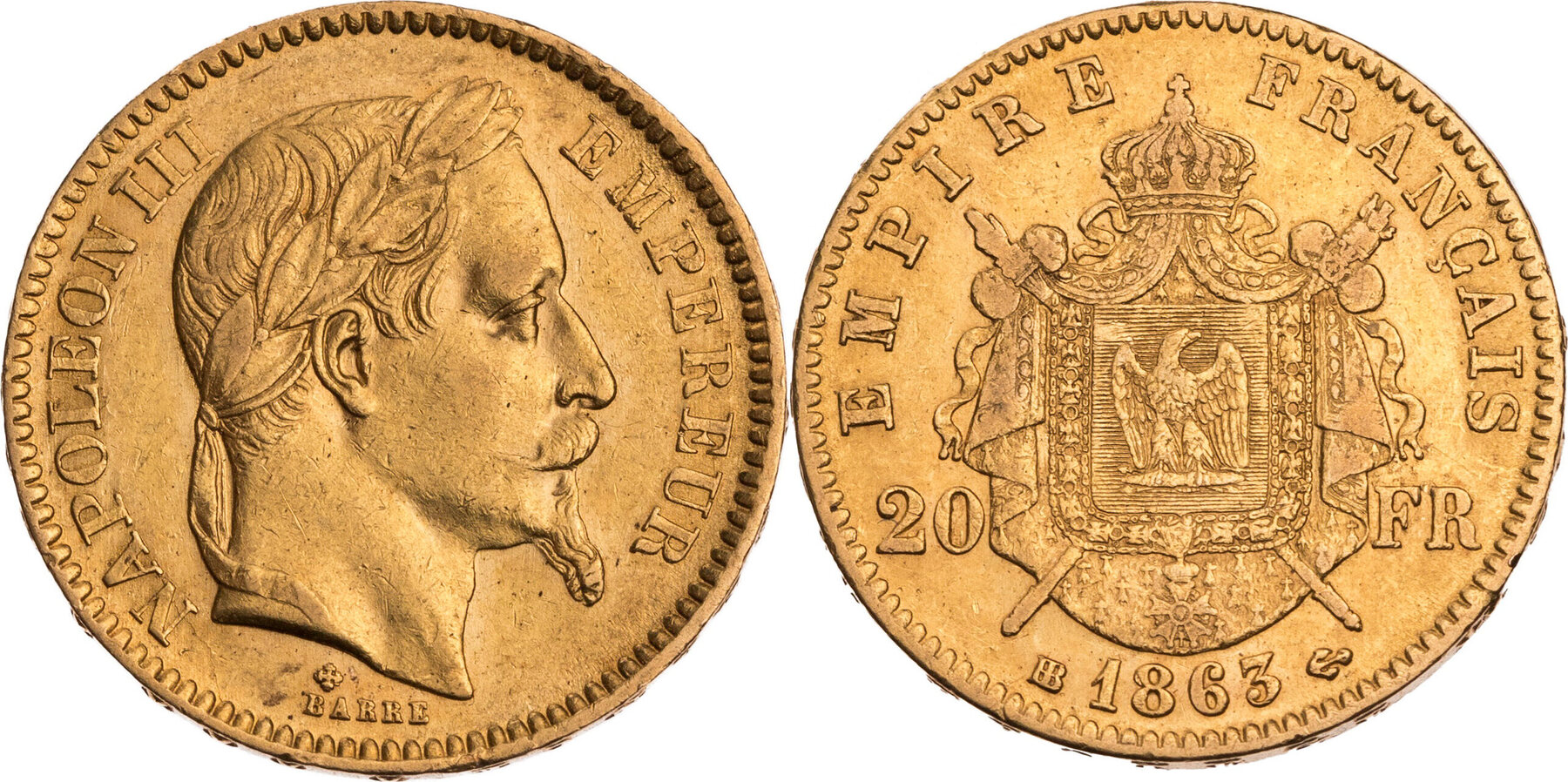 Frankreich 20 Francs 1866 BB Napoleon III. (1852-1870) - Kursmünze (1861-1870) ss | MA-Shops