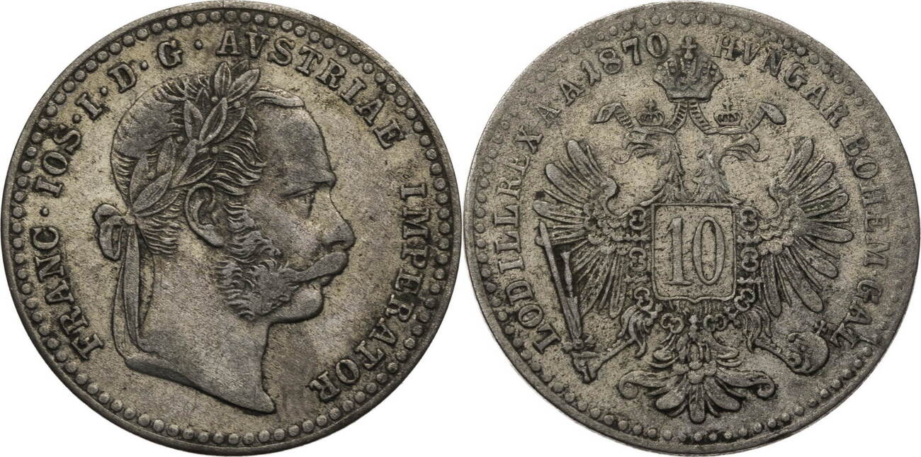 Österreich-Ungarn 10 Kreuzer 1870 Franz Joseph (1848-1916) ss | MA-Shops