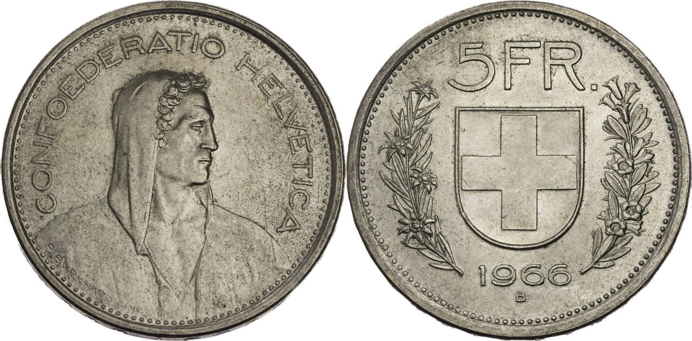 Schweiz 5 Franken 1966 B Alphirt - Kursmünze (1931-1969) ss | MA-Shops