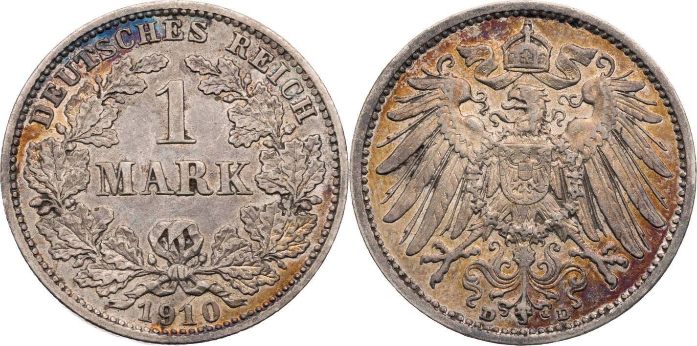 Kaiserreich 1 Mark 1910 D Kursmünze (1891-1916) ss | MA-Shops