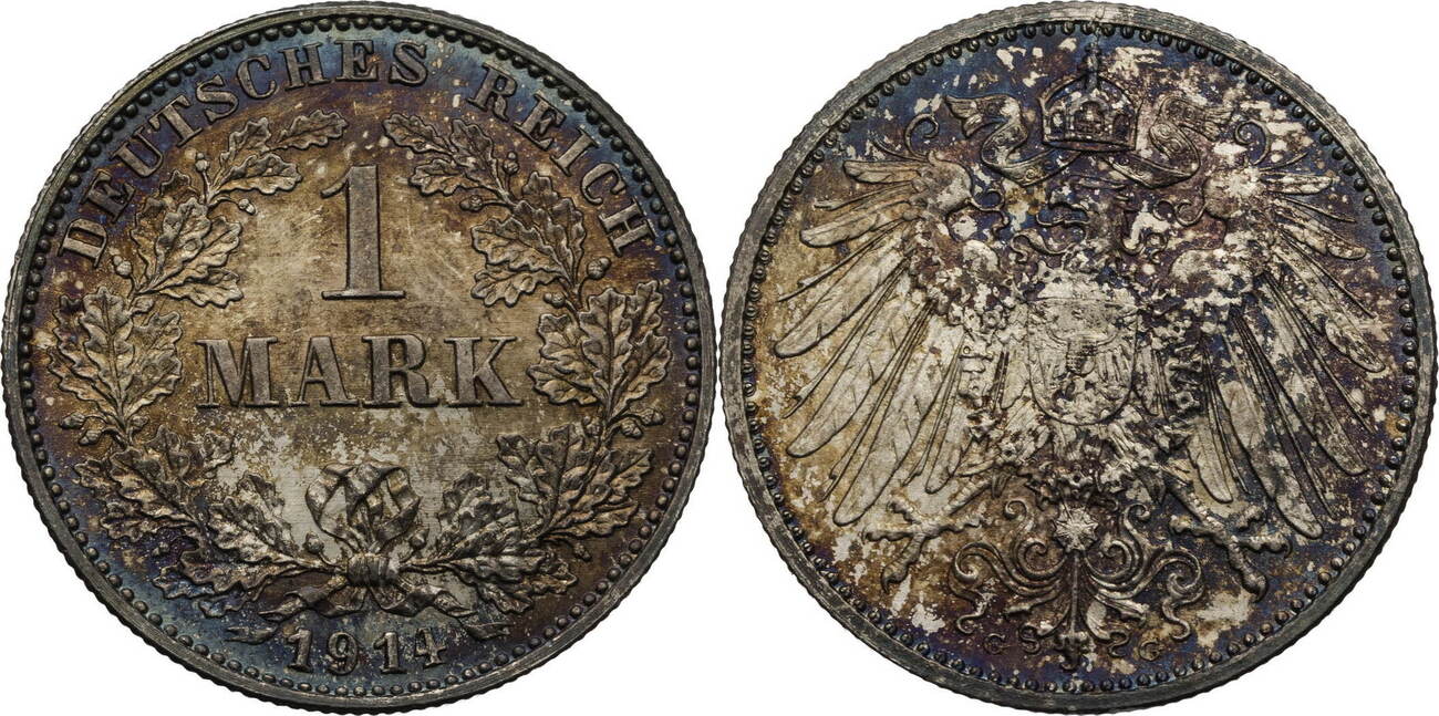 Kaiserreich 1 Mark 1914 G Kursmünze (1891-1916) vz, Patina | MA-Shops