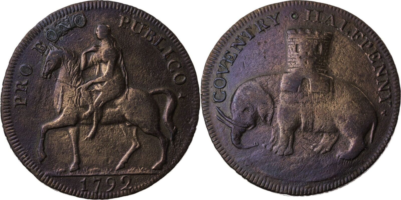 Warwickshire, Großbritannien 1/2 Penny 1792 Coventry Token / Lady ...