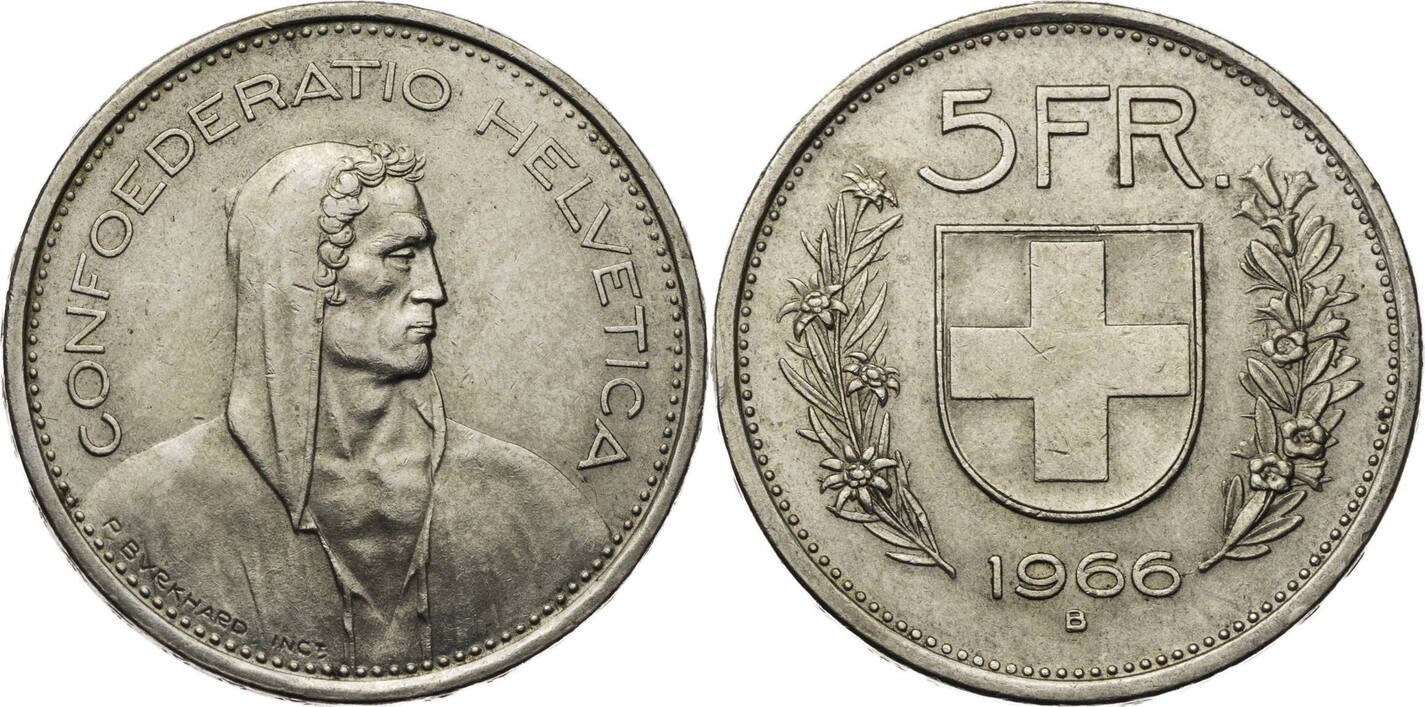 Schweiz 5 Franken 1966 B Alphirt - Kursmünze (1931-1969) ss-vz | MA-Shops