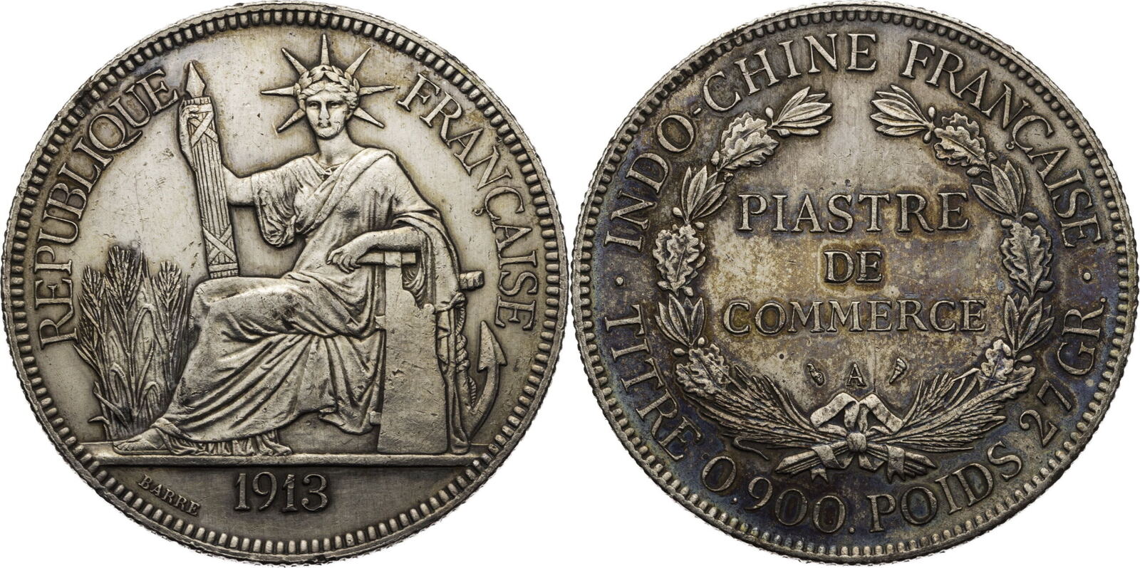 Indochina, Frankreich 1 Piaster 1913 A Kursmünze (1885-1928) ss | MA-Shops