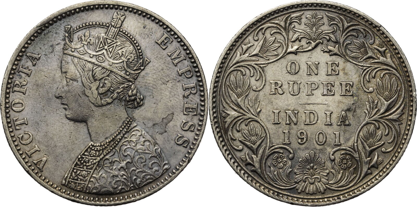 Indien, Britisch 1 Rupee 1901 B Victoria (1837-1901) - Kursmünze (1877 ...