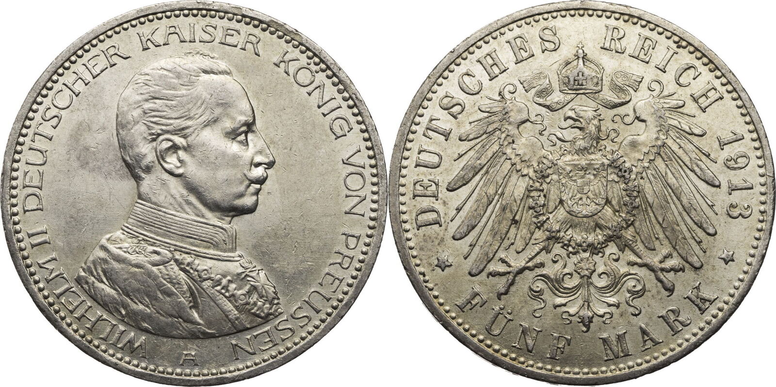 Kaiserreich, Preussen 5 Mark 1913 A Wilhelm II. (1888-1918) - zum 25. Regierungsjubiläum ss-vz ...