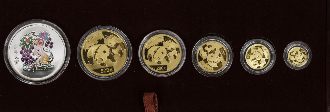 China, Volksrepublik 2008 China Panda Gold and Lunar Premium Set vz-st ...